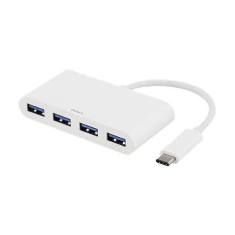 Deltaco USB C Hub USB C 4xUSB A 3 0 Hvid 0 1 M