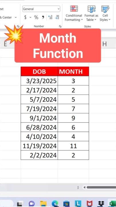 Month Function In Excel Excel Month Formula Excel Exceltips