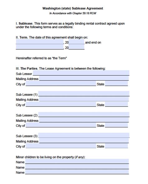 Free Washington Rental Lease Agreement Templates Pdf Word