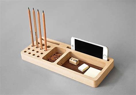 Handmade 6 In 1 Wooden Desk Organizer Gadgetsin