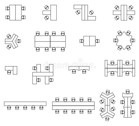 Office Desk And Table Layout Conference Modern Style Vector Illustration Stock Vector
