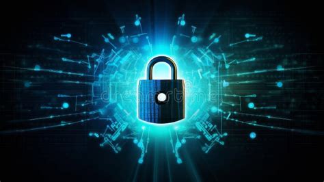 Lock Digital Background Cyber Security Symbol Neural Network Ai