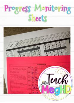 Progress Monitoring Sheets By Teach With MegHD TPT