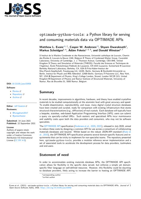 pdf optimade python tools a python library for serving and consuming