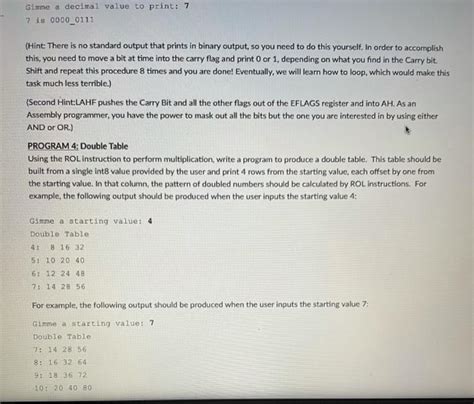Solved Program 3 Binary Output Write An Hla Assembly
