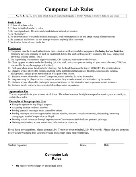 Computer Lab Rules