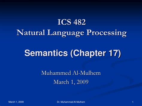 Ppt Ics 482 Natural Language Processing Semantics Chapter 17 Powerpoint Presentation Id