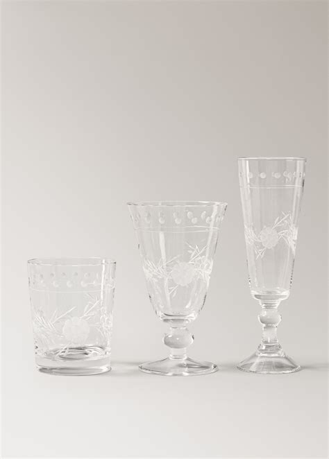 Cut Glass Stem Glass With Floral Design Home Mango Greece