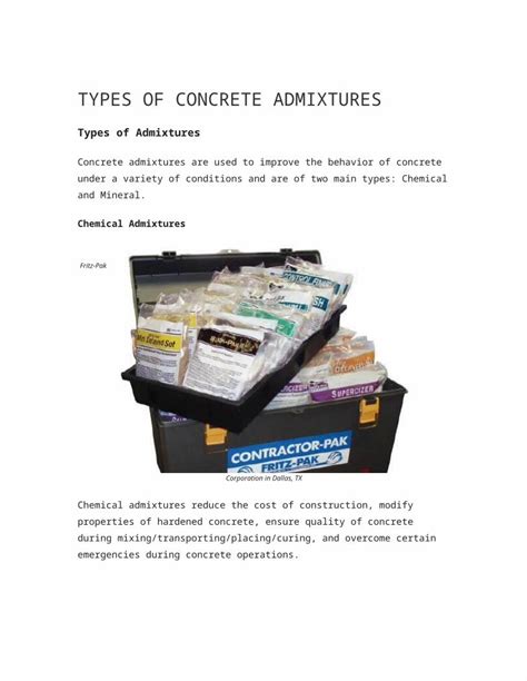 Doc Types Of Concrete Admixtures Dokumen Tips
