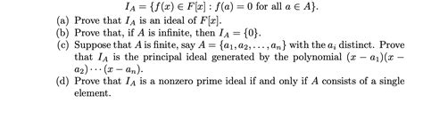 Solved Ia Fx∈f X Fa0 For All A∈a A Prove That Ia