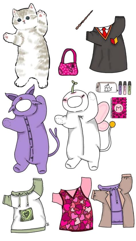 Идеи на тему «Котик с одеждой 25 иллюстрация кошки винтажные бумажные куклы бумажные куклы