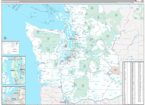 Washington Western Wall Map Premium Style