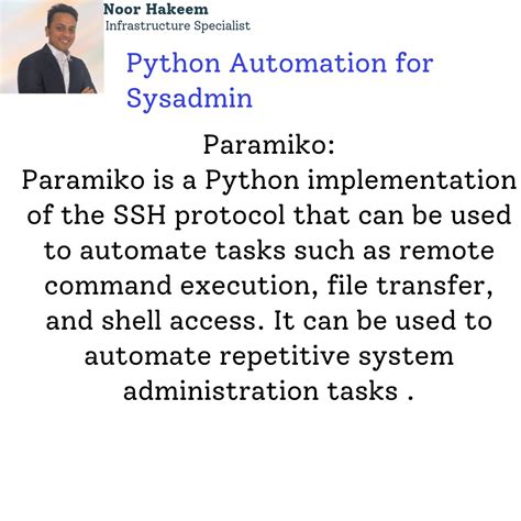 Noor Hakeem On Linkedin Pythonprogramming Systemadministrator Automation