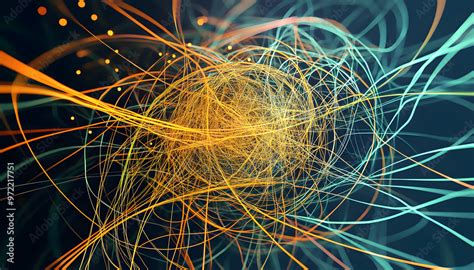 Complex Messy Connected Lines As Concept Of Chaos Solving Process Of Problem Simplifying In