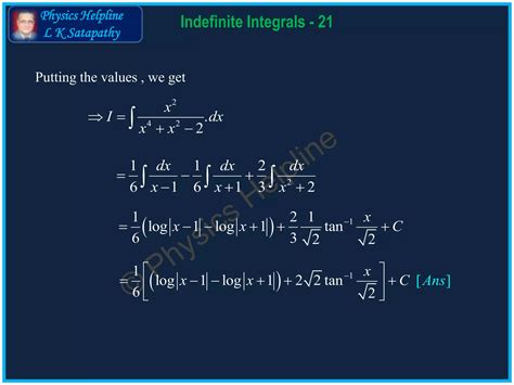 Indefinite Integrals Qa 21 Pptx Physics Science