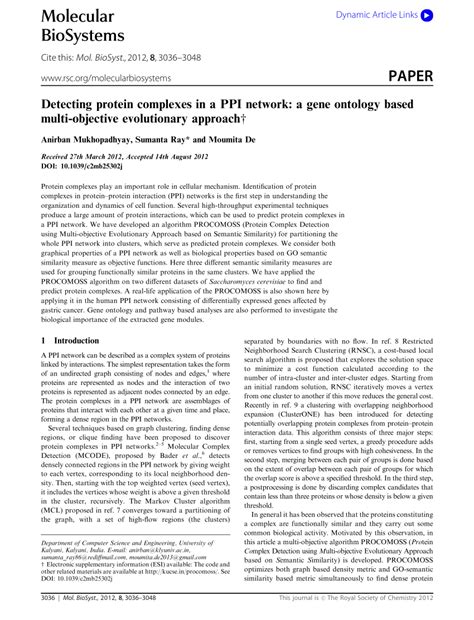Pdf Detecting Protein Complexes In A Ppi Network A Gene Ontology
