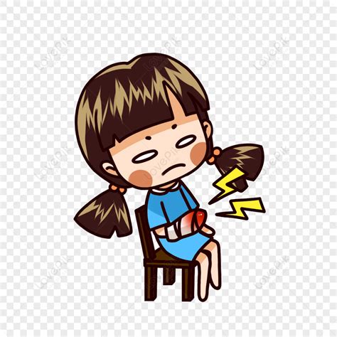 아픈 팔을 가진 소녀 Png 일러스트 무료 다운로드 Lovepik