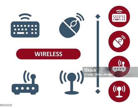 Wireless Icons Wifi Wifi Signal Keyboard Mouse Router Modem Antenna Hotspot Icon Stock