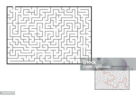 추상 직사각형 미로 아이들을위한 게임 아이들을위한 퍼즐 입구 1개 출구 1개 미로 수수께끼 흰색 배경에 격리된 플랫 벡터
