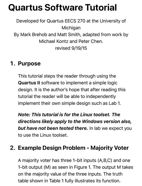 Quartus Software Tutorial Quartus Software Tutorial Developed For Quartus Eecs 270 At The