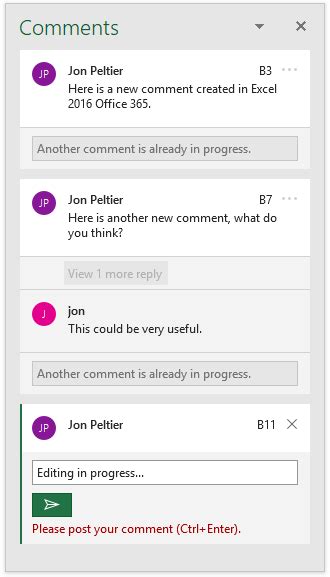 Threaded Comments In Excel Peltier Tech