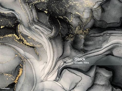 추상밝은 색의 유체 배경 황금 줄무늬가 있는 손으로 그린 알코올 페인팅 배경 디자인을 위한 액체 잉크 기술 텍스처 건강관리와 의술에 대한 스톡 사진 및 기타 이미지 Istock