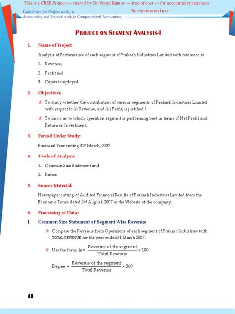 Project On Segment Analysis Class 12 Pdf Return On Investment Pie Chart