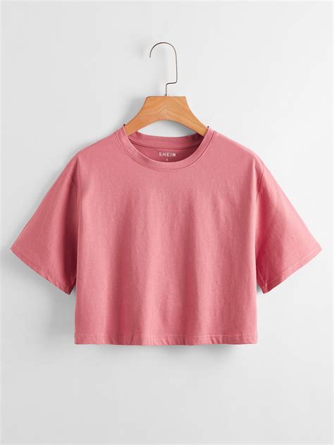 Solid Round Neck Crop Tee Dusty Pink