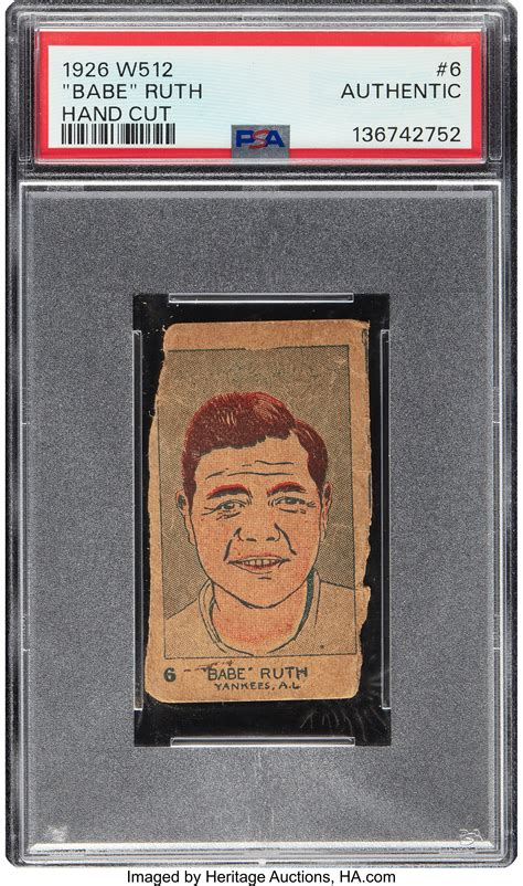 1926 W512 Babe Ruth Hand Cut 6 Psa Authentic Baseball Lot