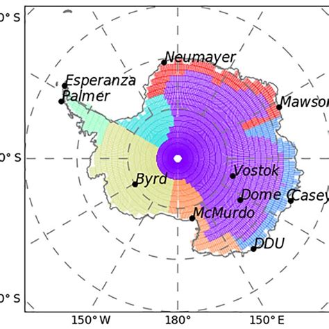 Spatial Distribution Of Antarctica In Seven Regions East Antarctic