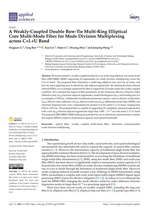 Pdf A Weakly Coupled Double Bow Tie Multi Ring Elliptical Core Multi Mode Fiber For Mode