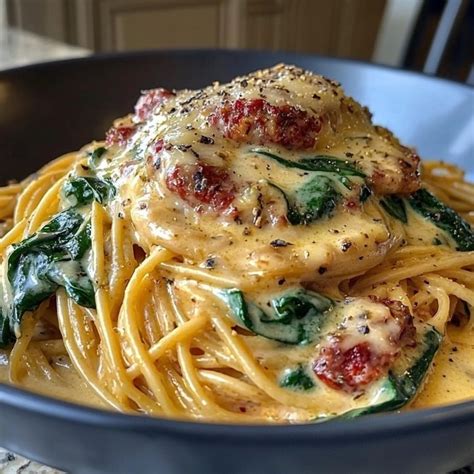 Delicious Recipes 🍝🍅 Spaghetti And Spinach With Sun Dried Tomato Cream Sauce 🍅🍝 Ingredients 12
