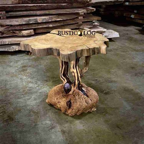 Natural Wood End Table Rustic Log Originals