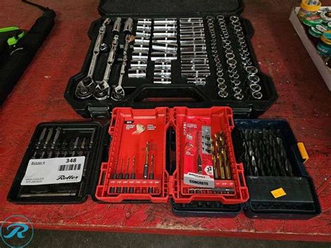 socket set with ratchets and drill bit sets in cases some sets