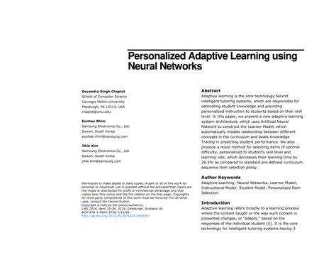 PDF Personalized Adaptive Learning Using Neural Networks