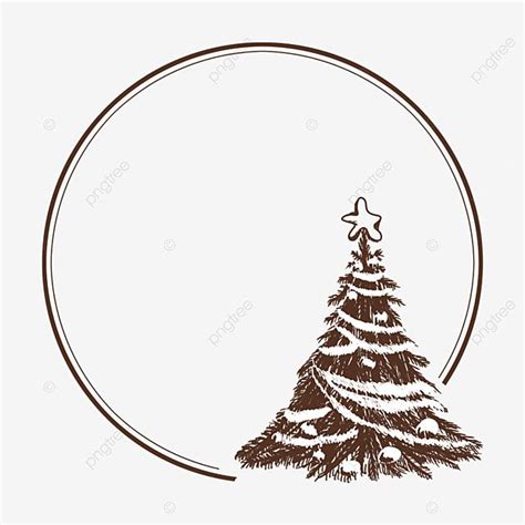 갈색 진짜 손으로 그린 크리스마스 트리 일러스트 원형 테두리 레알 손으로 그린 메리 크리스마스 Png 일러스트 및 Psd 이미지 무료 다운로드 Pngtree