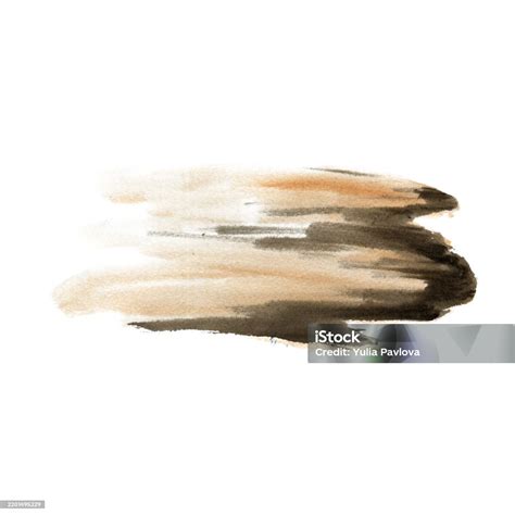 갈색 음영의 수채화 그라데이션 반점 추상적인 튄 자국 브러시 얼룩으로 배경에서 격리된 손으로 그린 그림 지면과 같은 구성을 만들기 위한 템플릿 갈색에 대한 스톡 벡터 아트