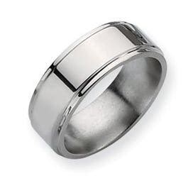 Titanium Ridged Edge 8mm Polished Wedding Band