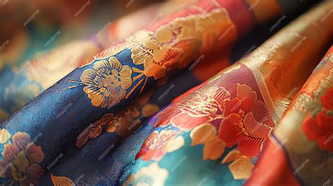 Traditional Korean Hanbok Fabric Detail With Vibrant Colors And