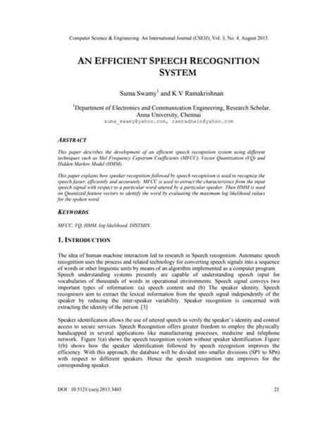 An Efficient Speech Recognition System Pdf