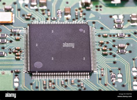 Electronic Circuit Board With Processor Close Up Stock Photo Alamy