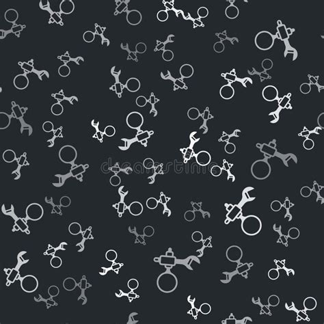 Grey Debugging Icon Isolated Seamless Pattern On Black Background