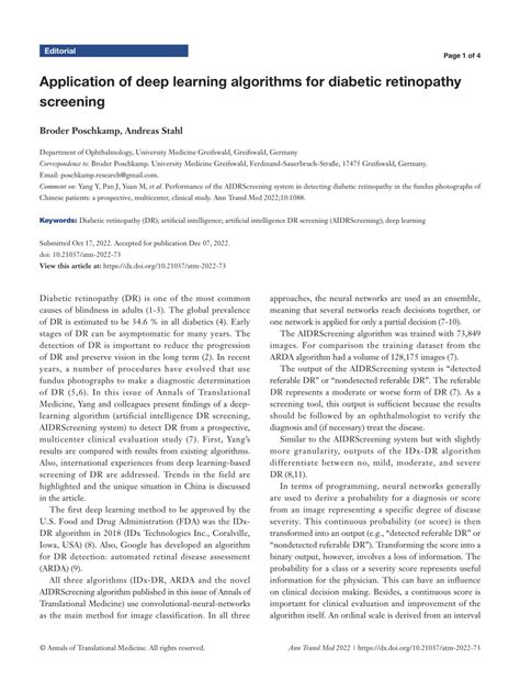 Pdf Application Of Deep Learning Algorithms For Diabetic Retinopathy