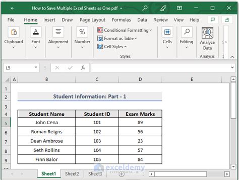 How To Save Multiple Excel Sheets As One Pdf 2 Easy Methods