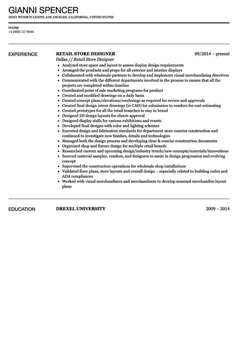 Retail Store Designer Resume Sample Velvet Jobs