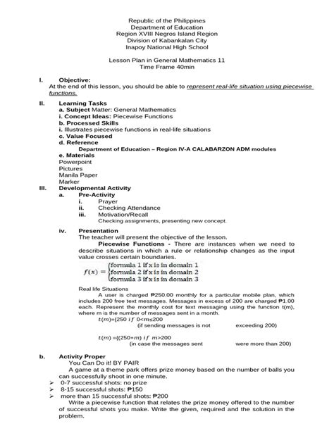 Dlp 3 Piecewise Functions In Real Life Situation Copy Pdf