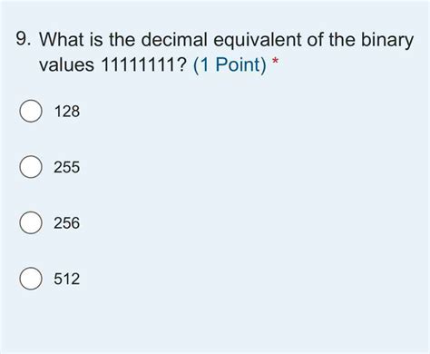 Solved What Is The Decimal Equivalent Of The Binary Values 11111111
