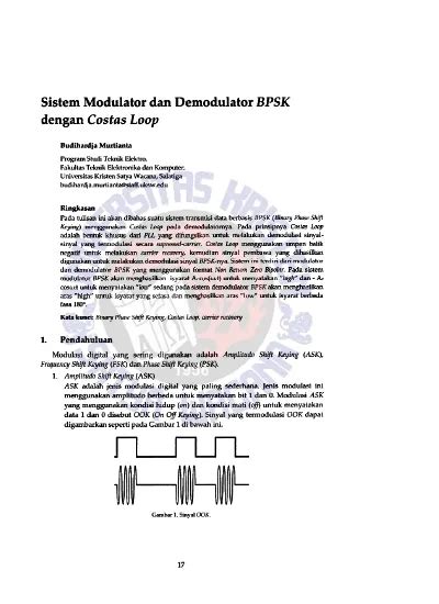 Sistem Modulator Dan Demodulator Bpsk Dengan Costas Loop