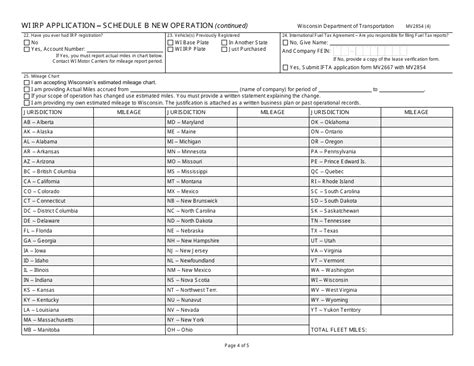 Form MV2854 Schedule B Download Fillable PDF Or Fill Online Wi Irp Application New Operation