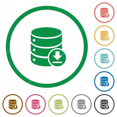 Backup Database Flat Icons With Outlines Stock Vector Renegadehomie